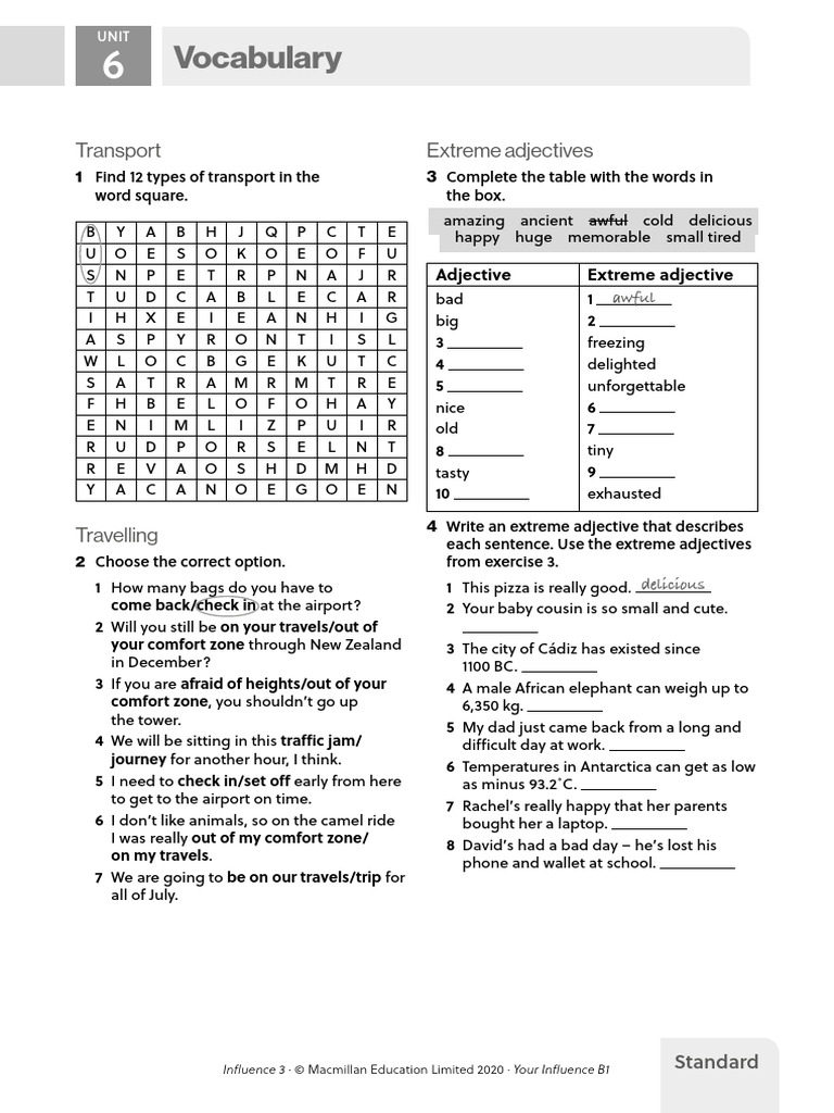 L3_B1_U6_Vocabulary_Standard | PDF | Linguistics