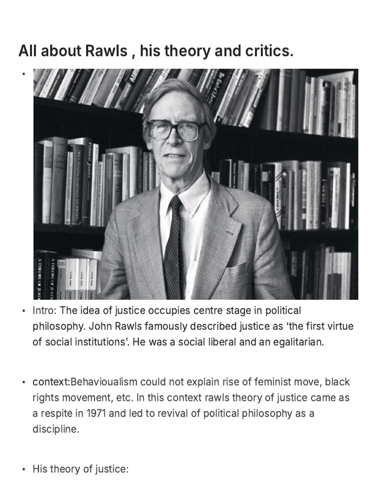 All About Rawls, His Theory and Critics. | PDF | Justice | Crime & Violence