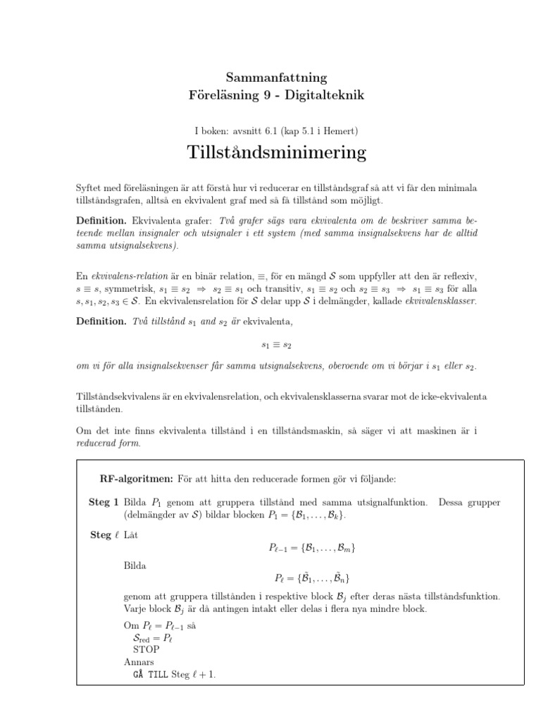 Lecturenotes L9 | PDF