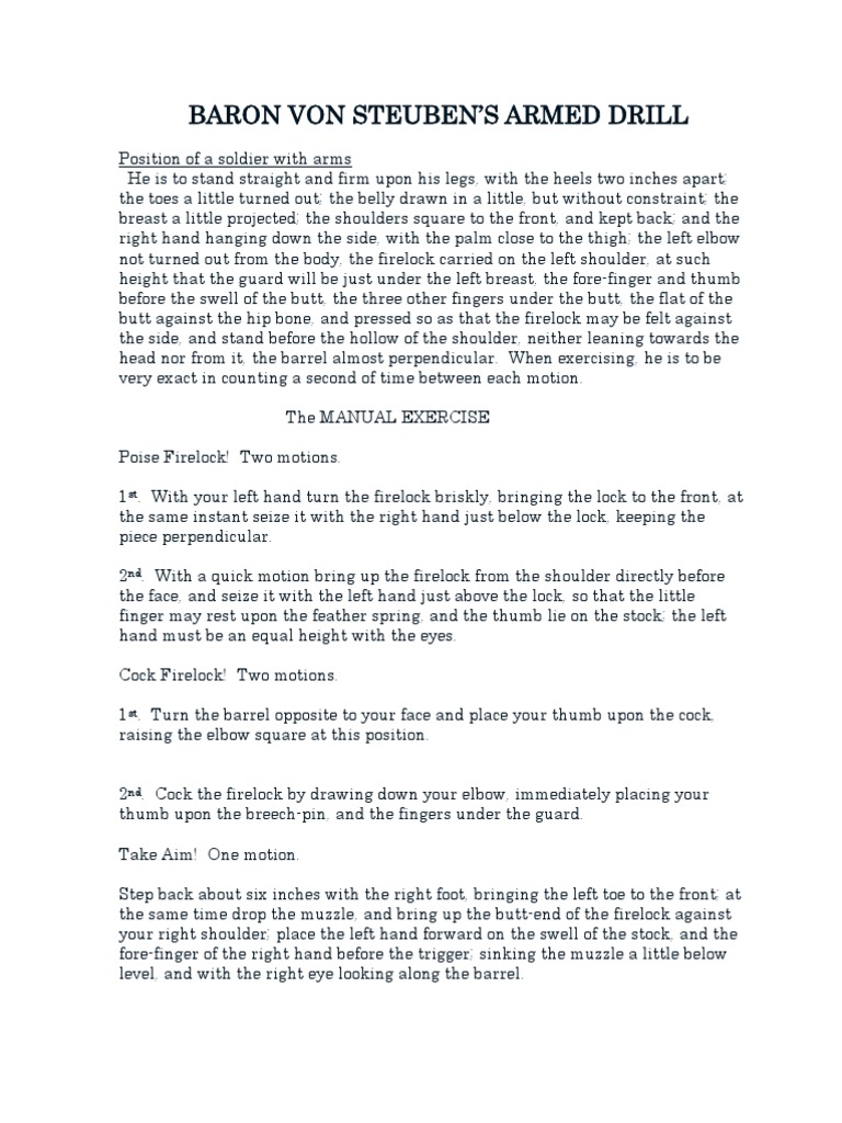 Baron Von Steuben'S Armed Drill | PDF | Hand | Cartridge (Firearms)