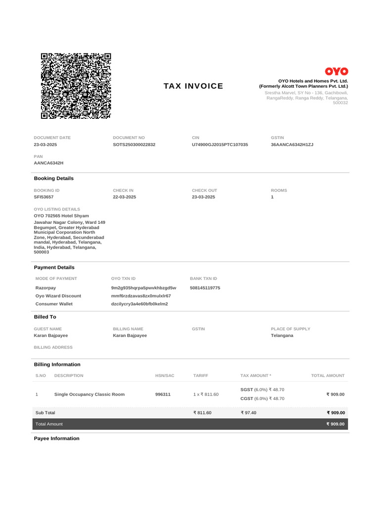 oyo 909 | PDF | Payments | Services (Economics)