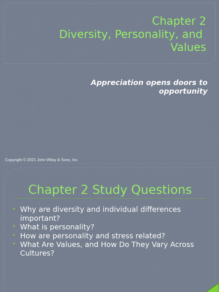 Diversity, Personality, and Values Insights | PDF | Value (Ethics ...