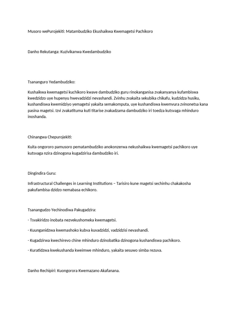 O Level Shona Project | PDF | Solar Energy