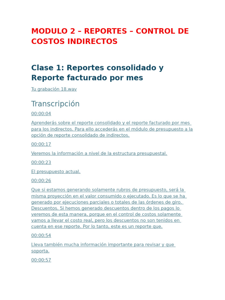 Clase 1 2 Reportes Modulo 2 INGEMAX | PDF | Presupuesto