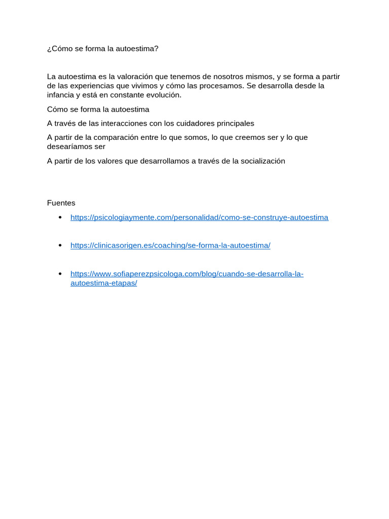 Cómo Se Forma La Autoestima - Juan Andrés | PDF