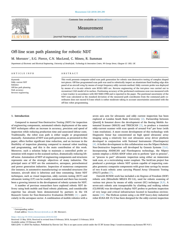 Robotic NDT Scan Path Planning | PDF | Nondestructive Testing | Robot