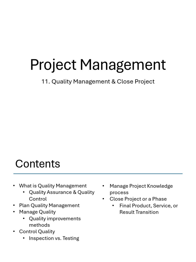 Quality Management in Project Management | PDF | Software Testing | Six ...