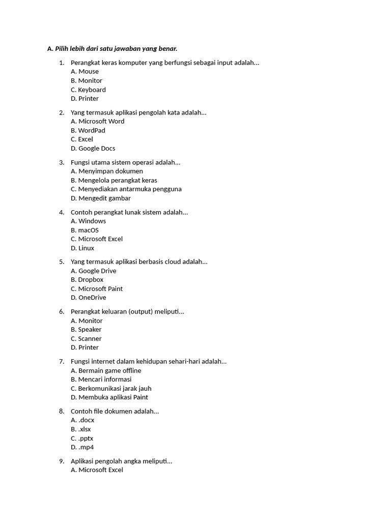 soal kelas 7 fix | PDF
