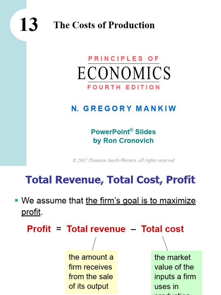 Ch-4 Cost of Production | PDF | Marginal Cost | Profit (Economics)