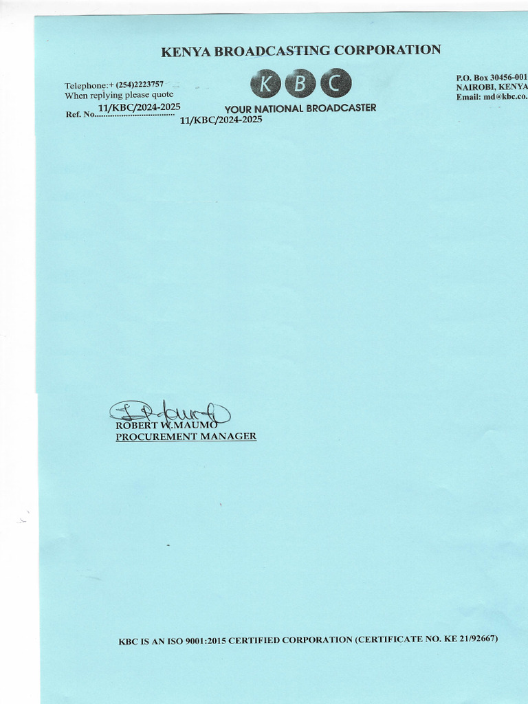 KBC TV Kenya Letter | PDF