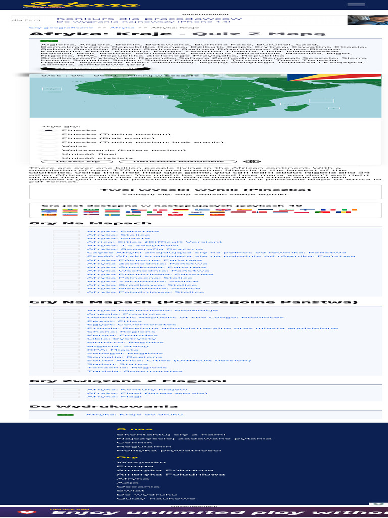 Afryka Kraje - Quiz Z Mapą - Seterra | PDF