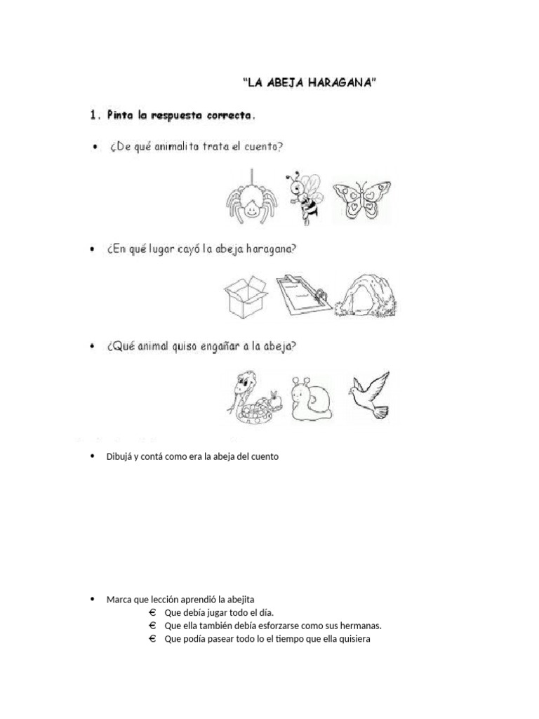 Dibujá y Contá Como Era La Abeja Del Cuento | PDF