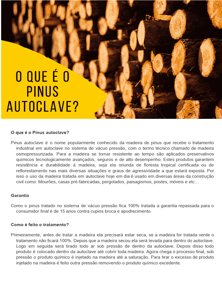 Pinus Autoclave: Tratamento e Vantagens | PDF