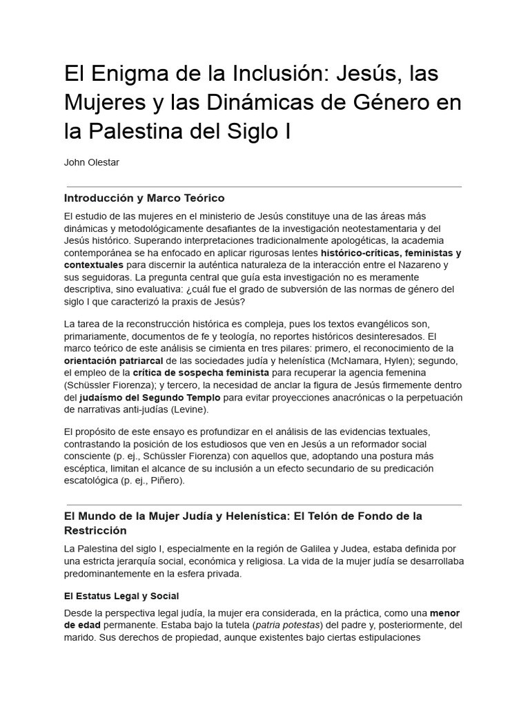 El Enigma de La Inclusión - Jesús, Las Mujeres y Las Dinámicas de ...