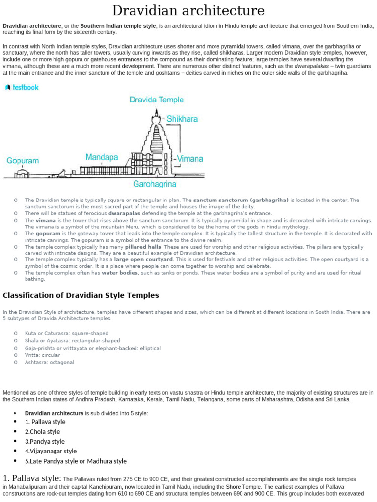 Dravidian Architecture | PDF
