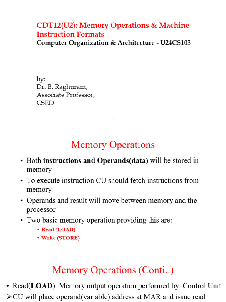 Memory Operations & Instruction Formats | PDF | Central Processing Unit ...