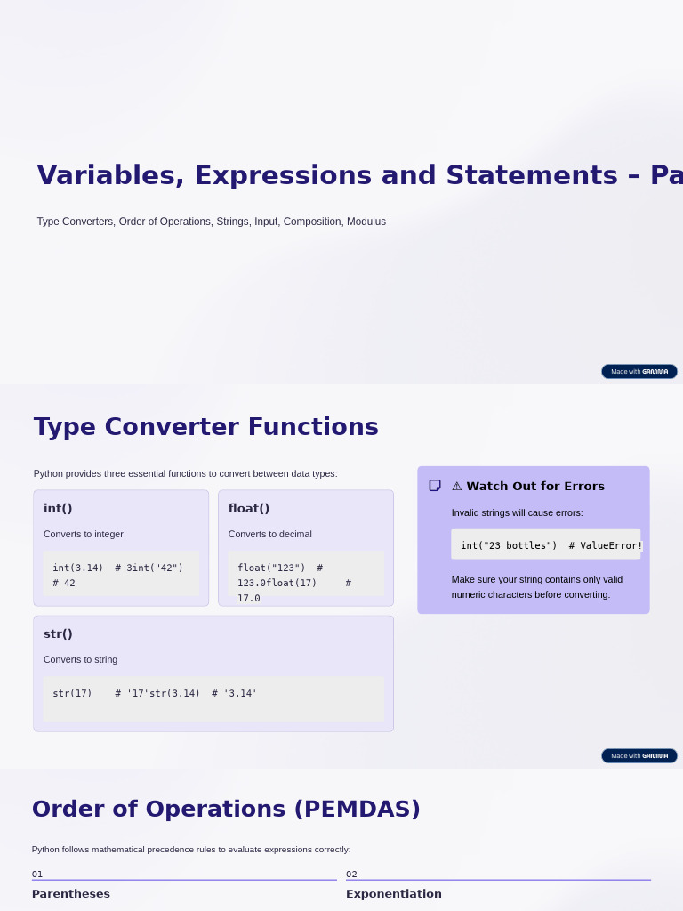 Variables Expressions and Statements Part 2 | PDF | String (Computer Science) | Computing