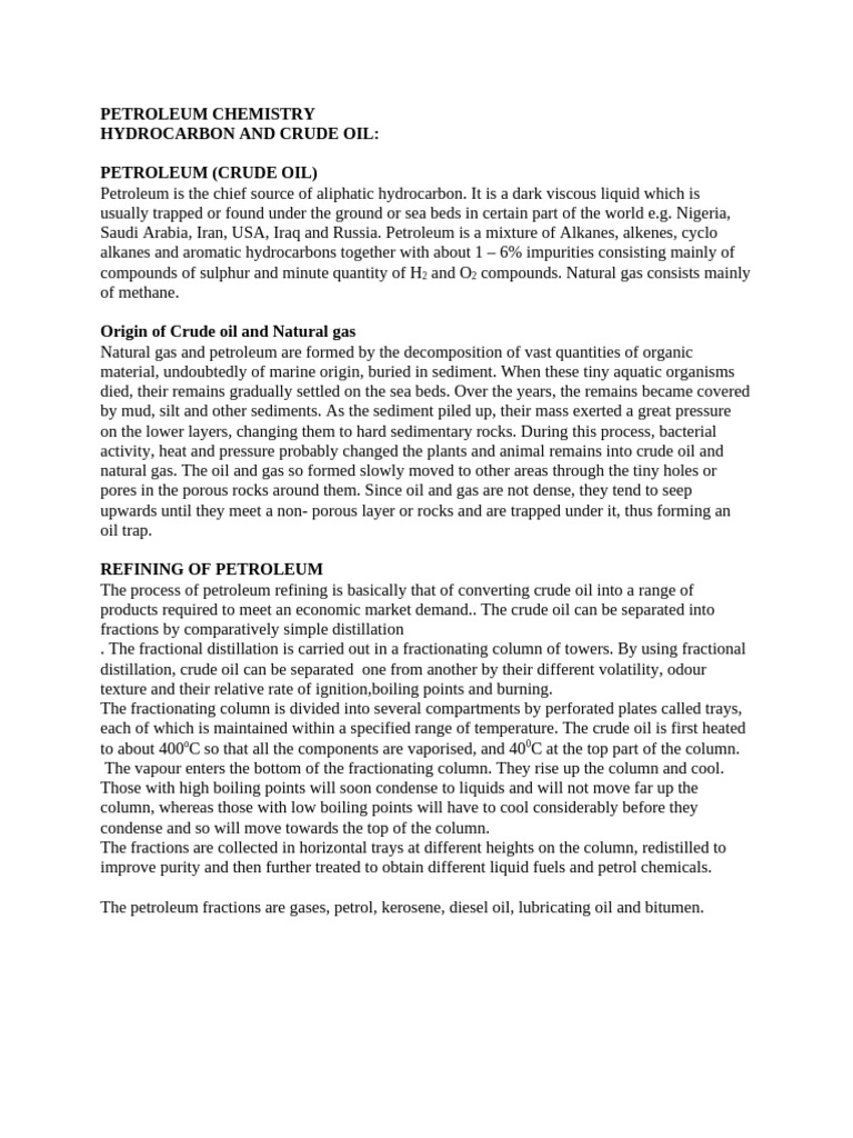 Petroleum Chemistry Ss1 | PDF | Cracking (Chemistry) | Petroleum