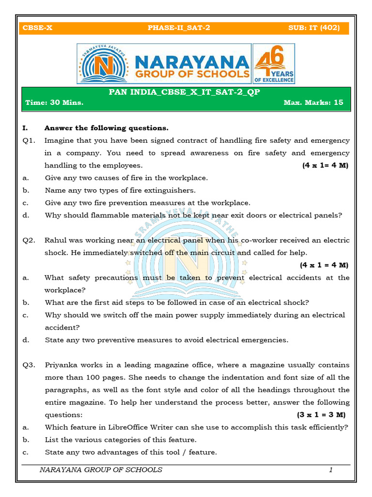 Pan India Cbse x It Ph-2 Sat 2 Qp (Dt. 04-11-25) | PDF | Safety