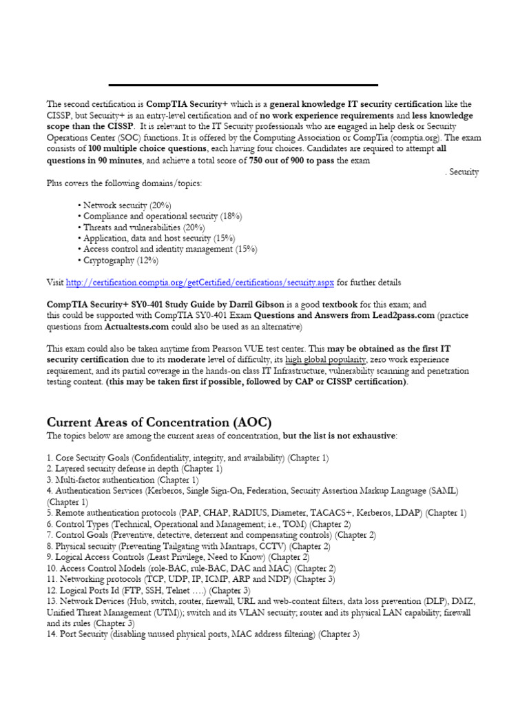Security+ Certification Overview | PDF | Transport Layer Security ...