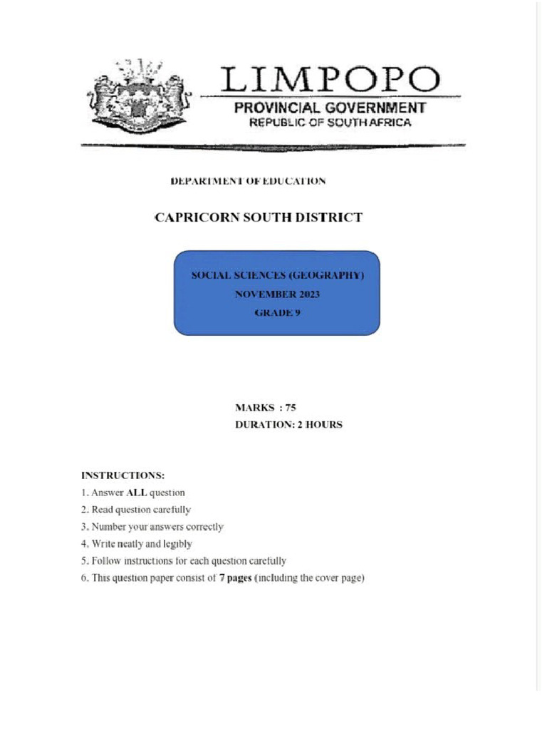 Geography November 2023 Exam | PDF