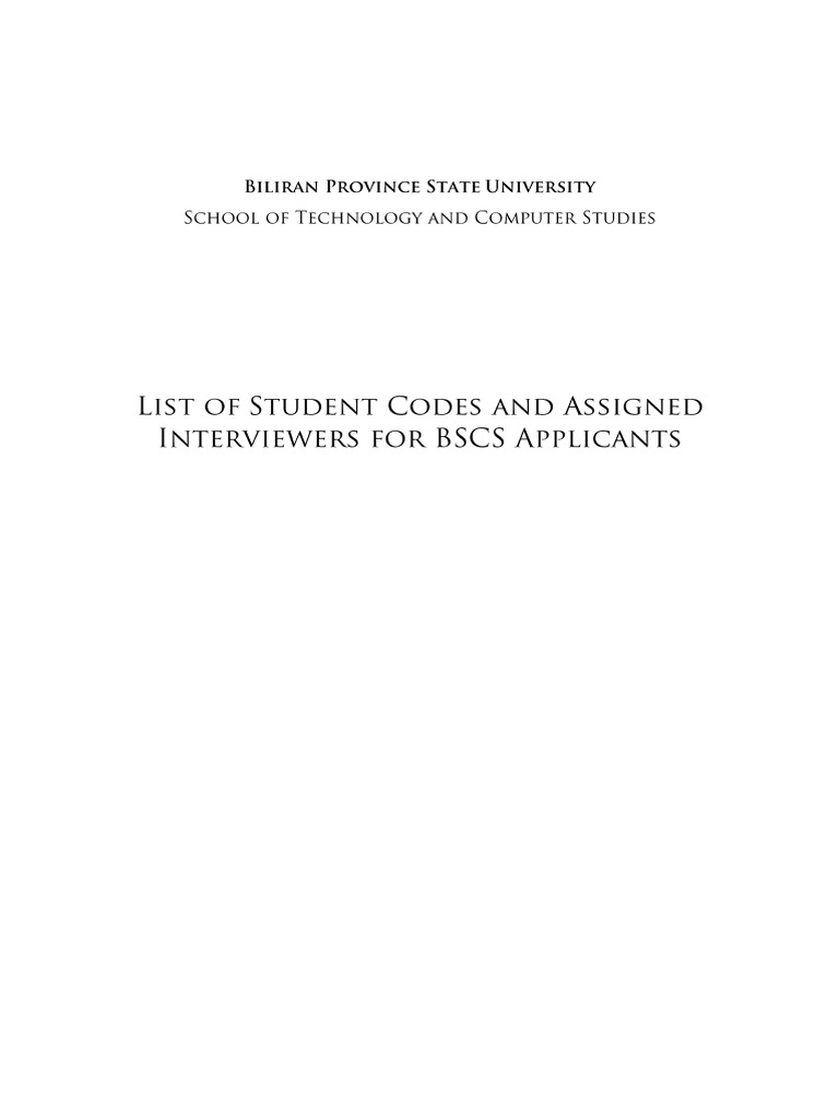 BSCS Interviewer Assignment Guide | PDF