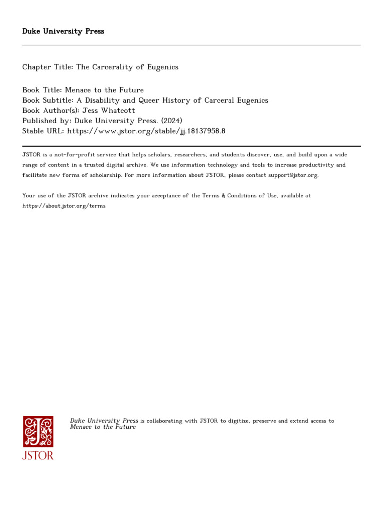 04 Whatcott CarceralityEugenics 2024 | PDF | Juvenile Delinquency | Prison