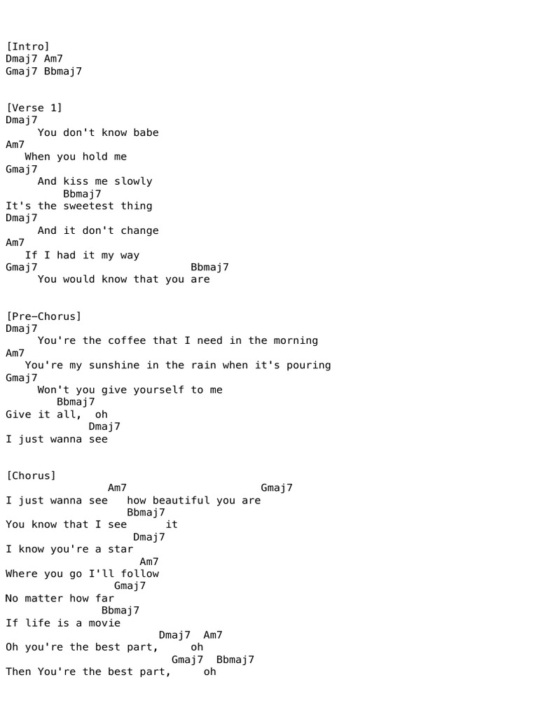 Best Part Lyrics and Chords | PDF | Song Structure | Oral Literature