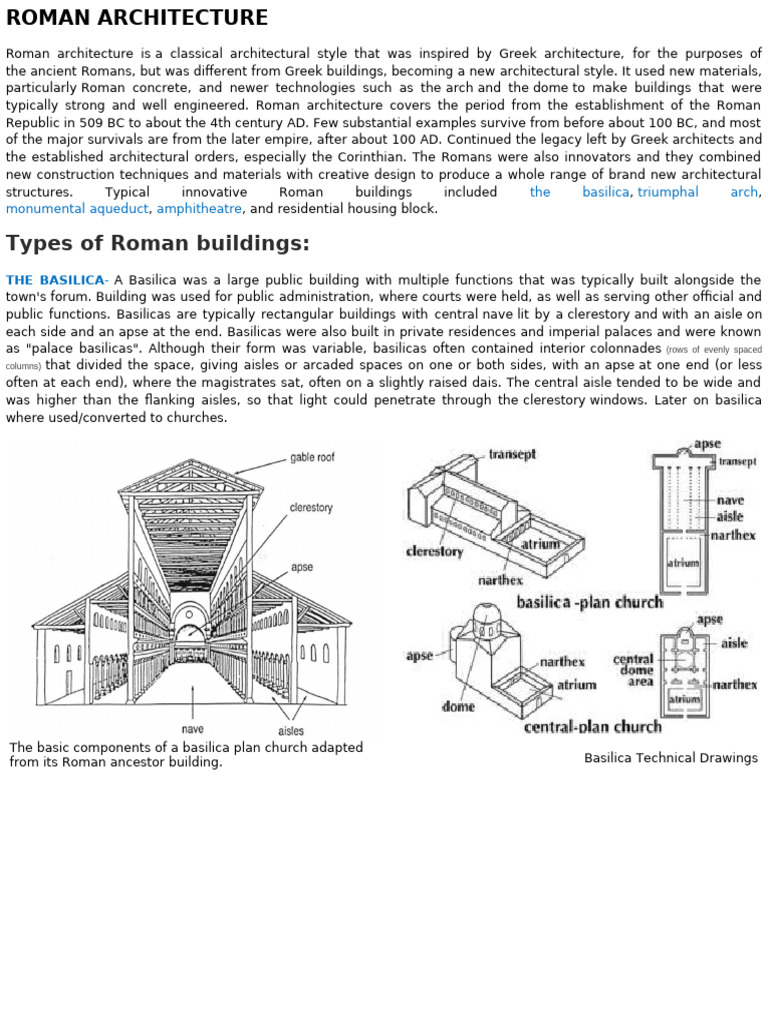 Roman Architecture | PDF | Architectural Design | Architecture