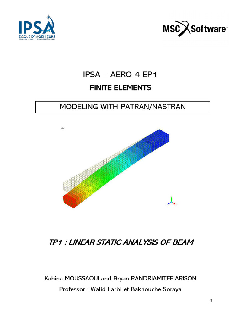 TP1_Patran_MOUSSAOUI_RANDRIAMITEFIARISON | PDF | Strength Of Materials ...
