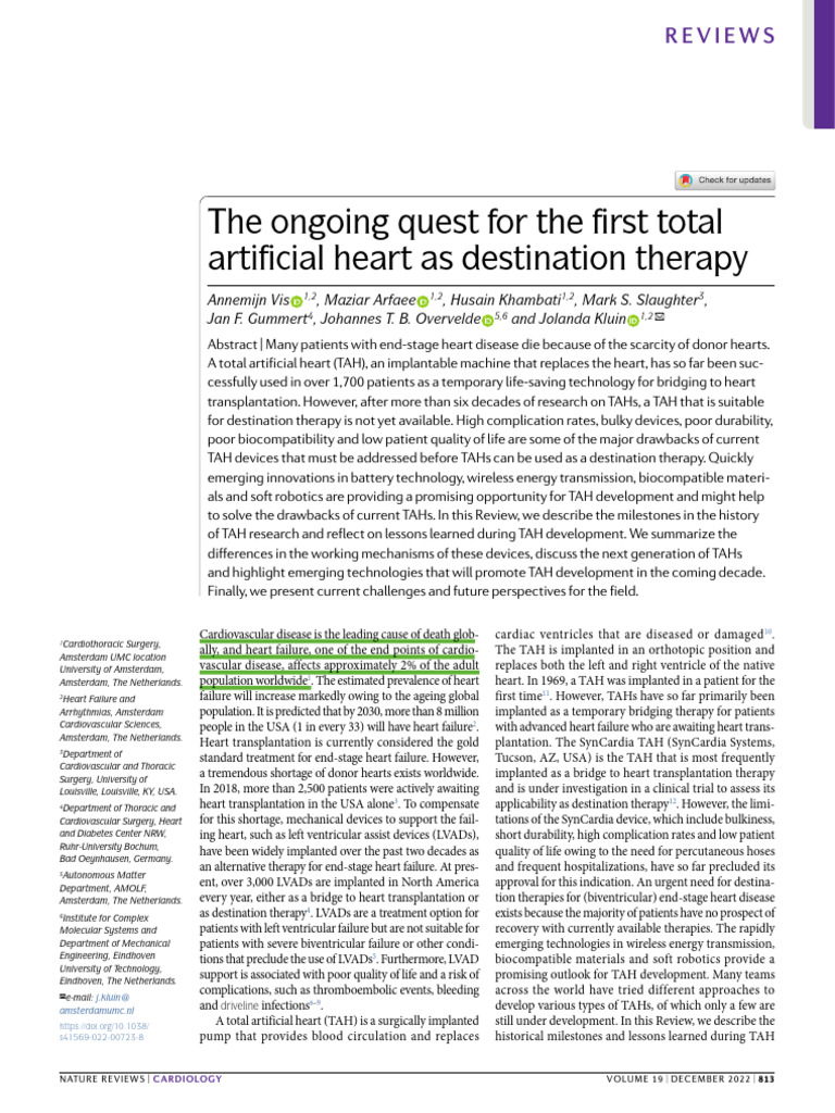 Vis Et Al. - 2022 - The Ongoing Quest For The First Total Artificial ...