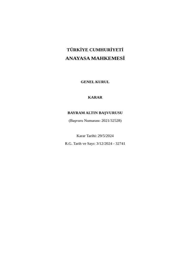 Anayasa Mahkemesi: Türkiye Cumhuriyeti | PDF