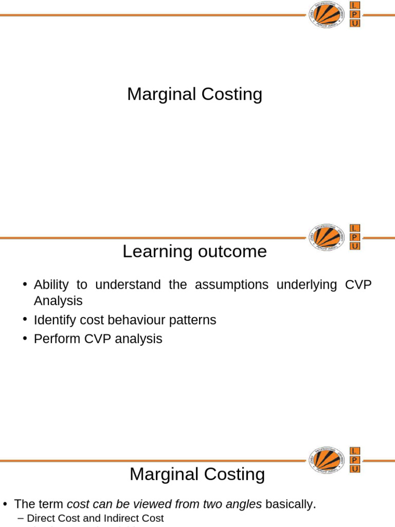 Marginal Costing Basics | PDF | Business | Economies