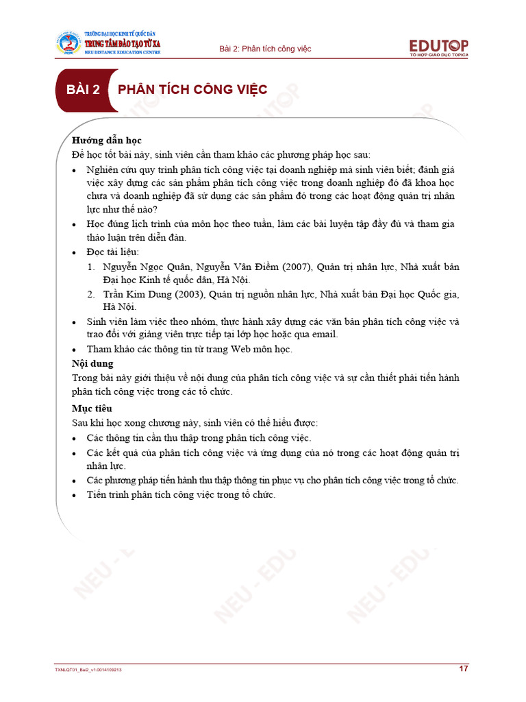 03 Neu Txnlqt01 Bai2 v1.Phân Tích Công Việc | PDF