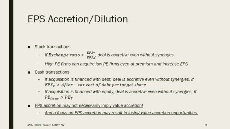 EPS Accretion and Dilution Explained | PDF