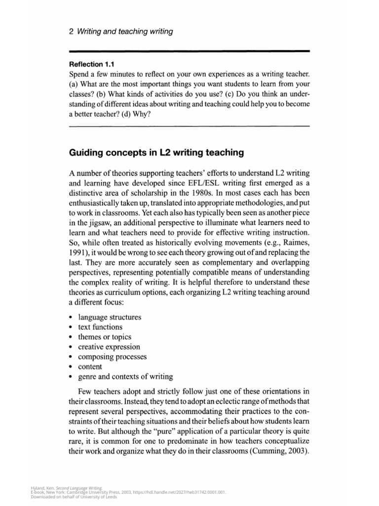 5 Guiding Concepts in L2 Writing and Teaching Page 2 | PDF | Second ...