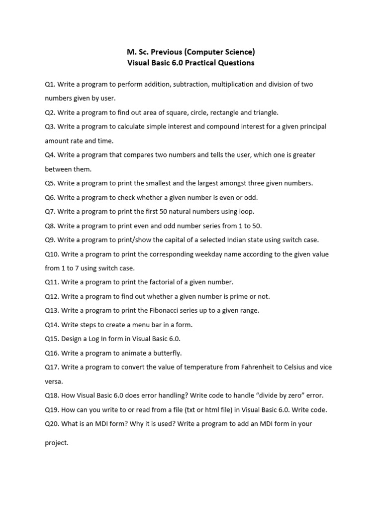 Visual Basic Practical | PDF