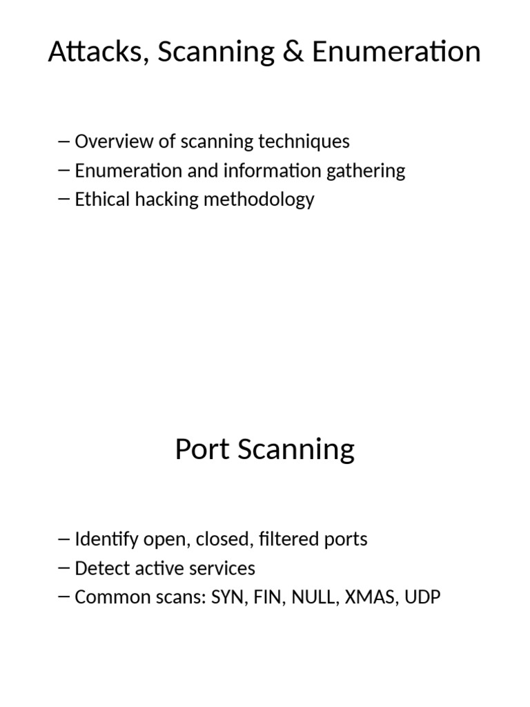 Scanning and Enumeration PPT | PDF