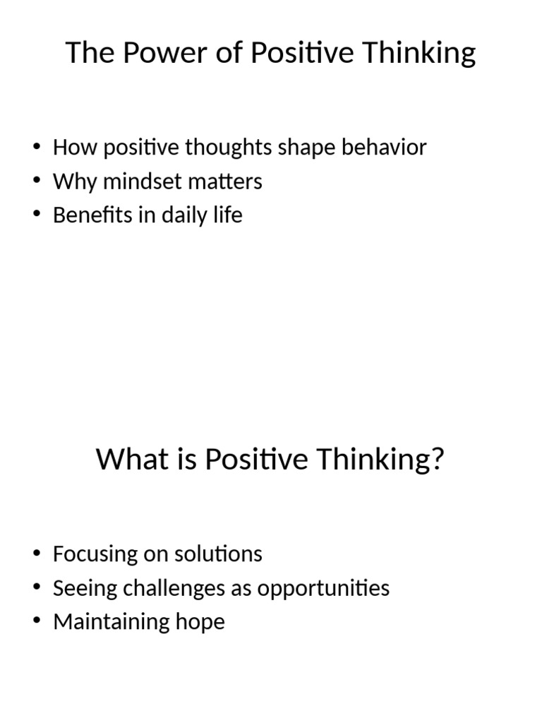 Positive Thinking Presentation | PDF