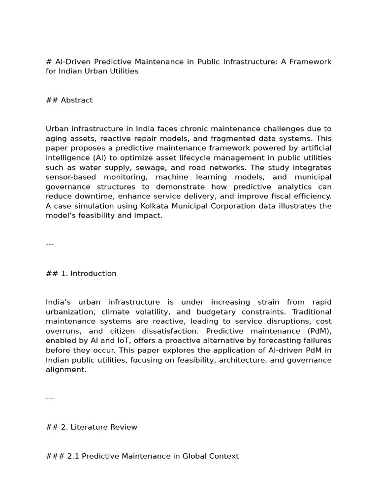 AI-Driven Predictive Maintenance in Public Infrastructure- A Framework ...
