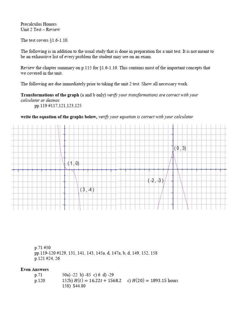 Unit 2 Test Review | PDF