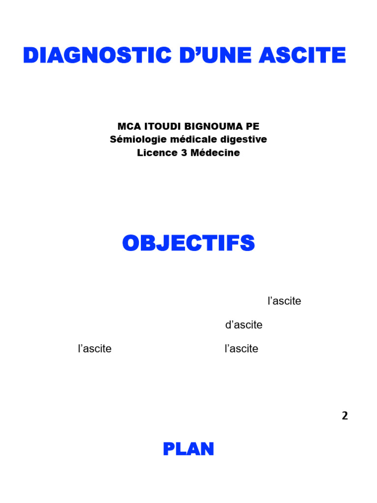 Diagnostic et étiologie de l'ascite | PDF | Cirrhose | Péritoine