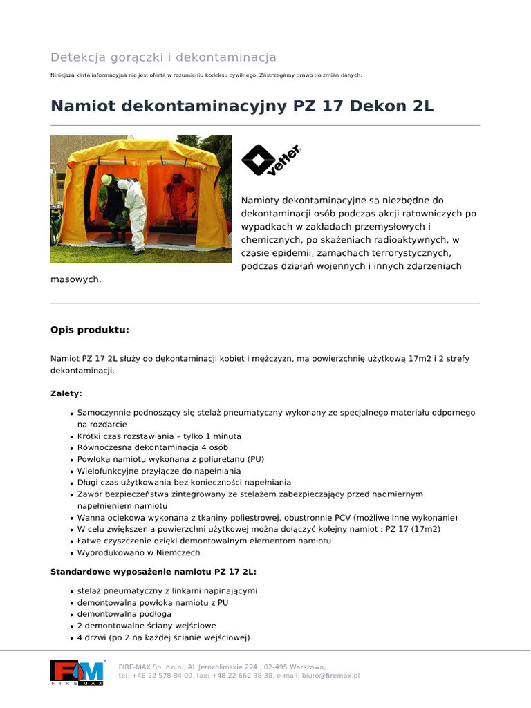 Namiot Dekontaminacyjny PZ 17 Dekon 2l | PDF