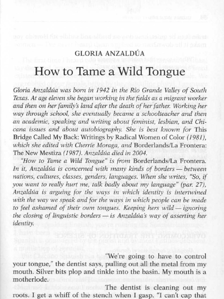 Anzaldua Wild Tongue | PDF | Chicano | Corrido