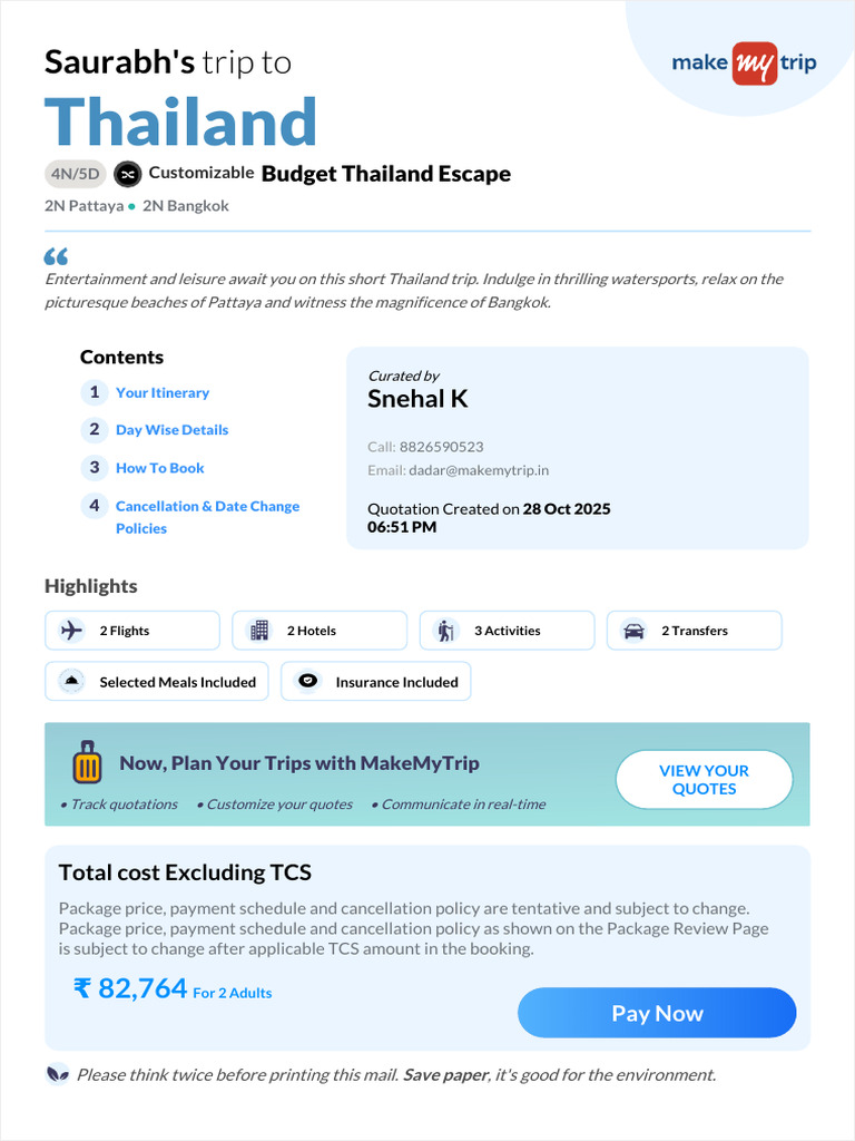 Budget Thailand Escape[28!10!2025T1851] QuoteId 40565591 | PDF ...