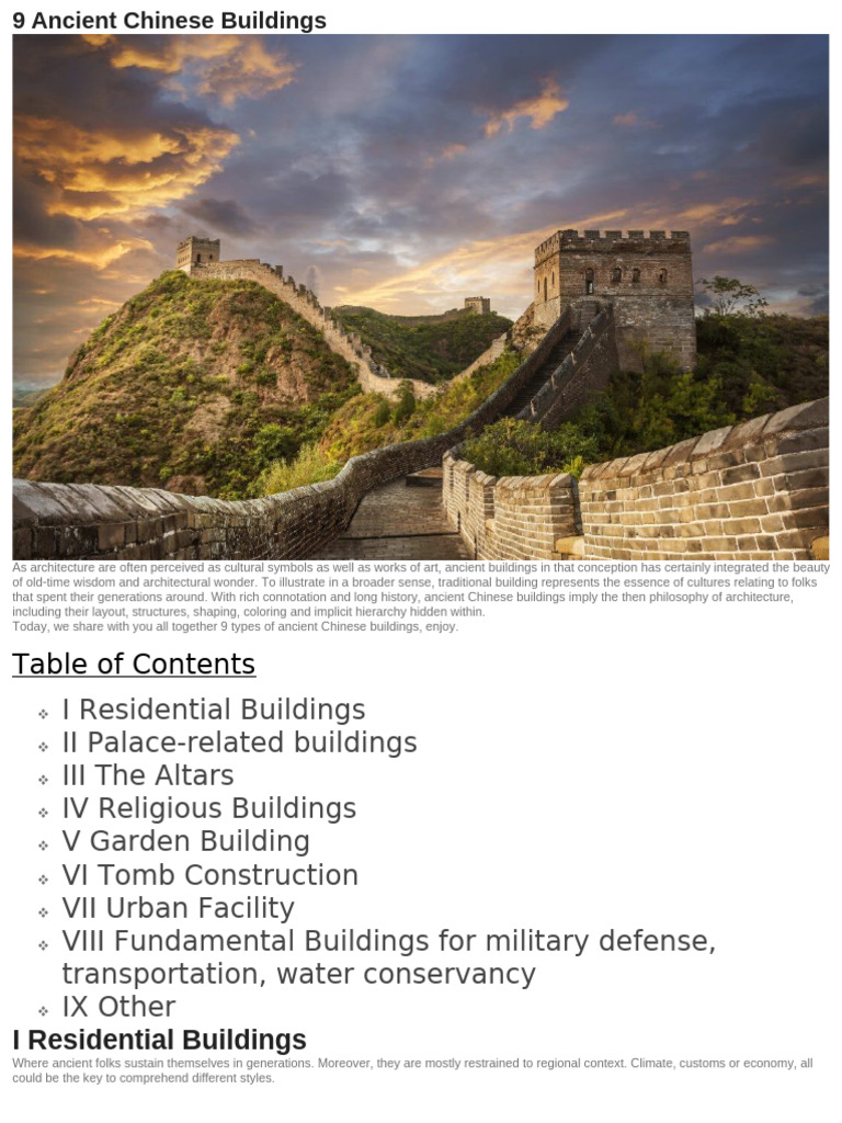 9 Types of Ancient Chinese Buildings | PDF | Temple | China