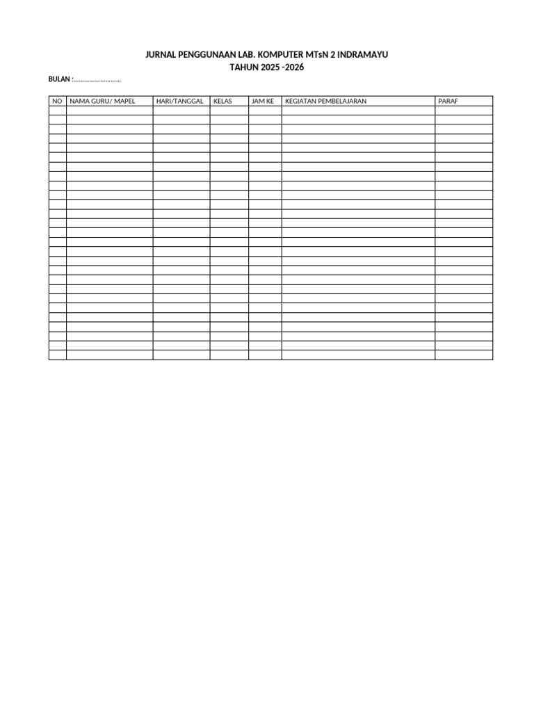 Jurnal Penggunaan Lab | PDF
