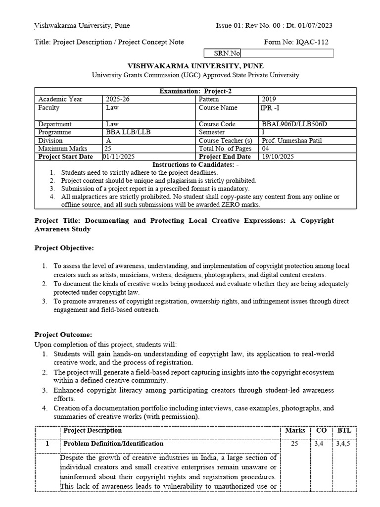 112-Project 2 - IPR I - 2025 | PDF | Copyright | Field Research