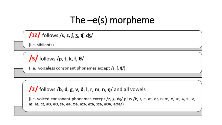 The - E(s) Morpheme Rules | PDF