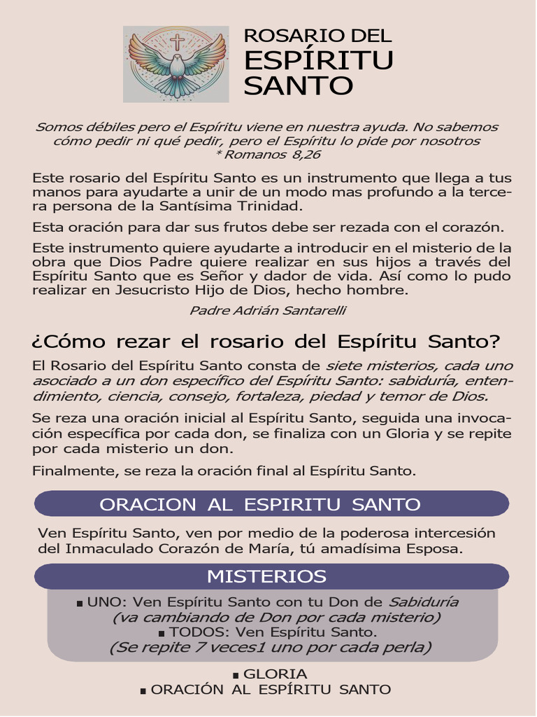 Rosario Del Espíritu Santo Oración Y Dones Pdf Oración Espíritu